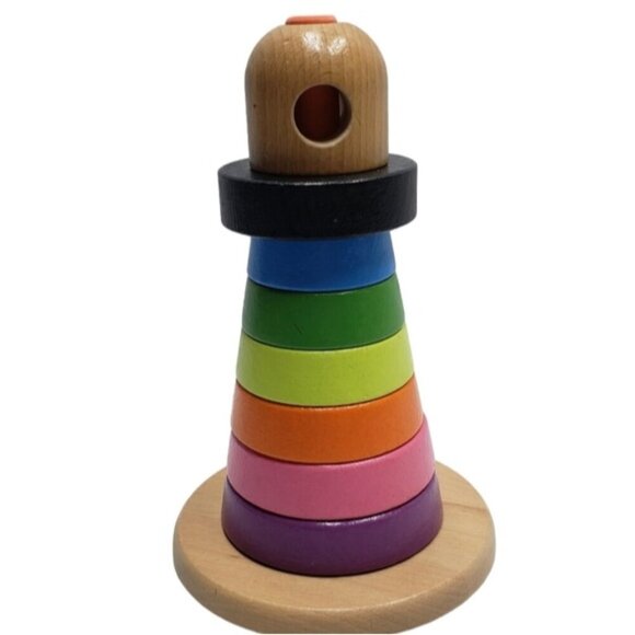 IKEA | Toys | Ikea Rainbow Wooden Sensory Learning Stacking Rings Toy ...